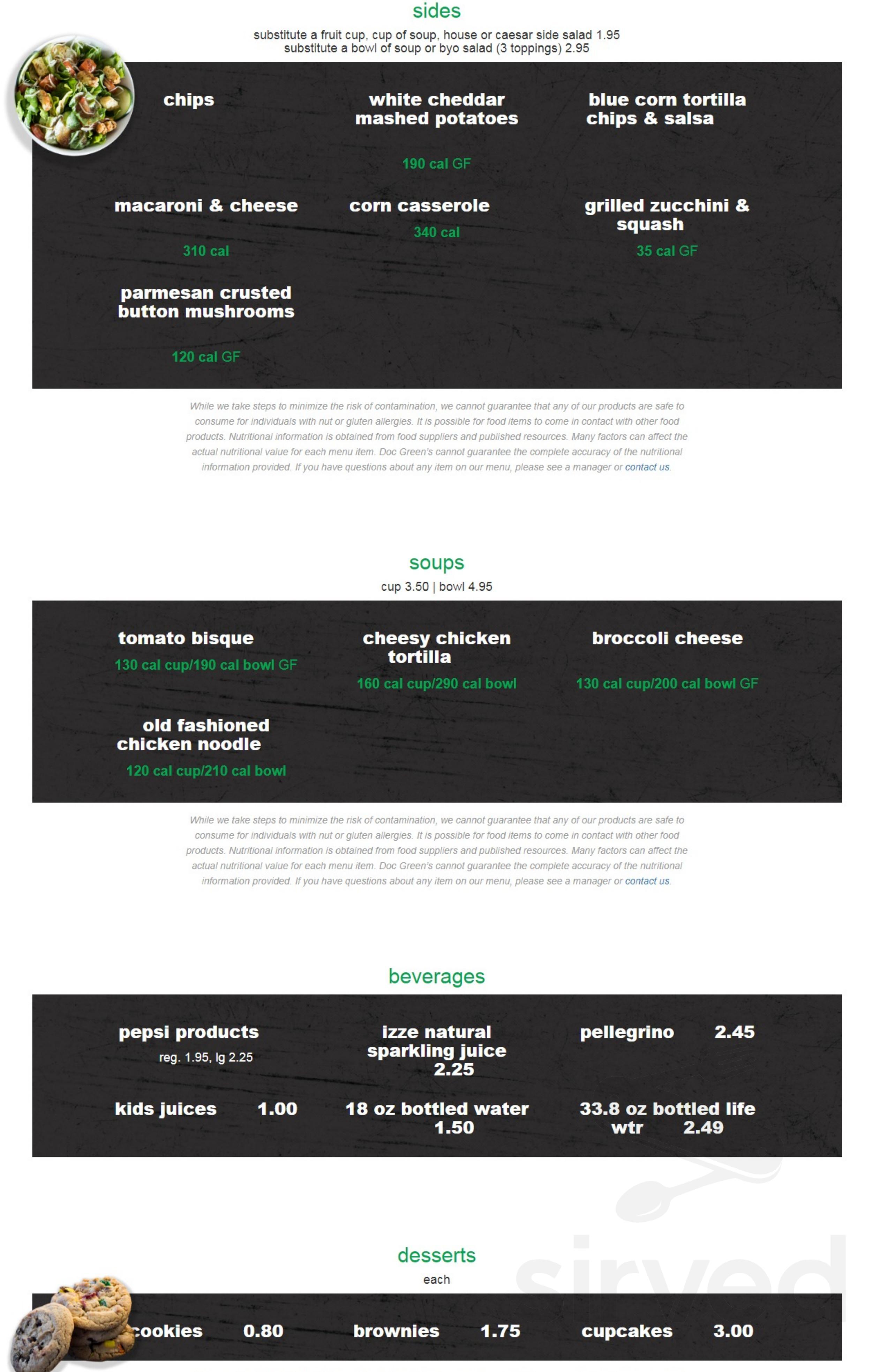 Doc Greens menu in Wichita, Kansas, USA