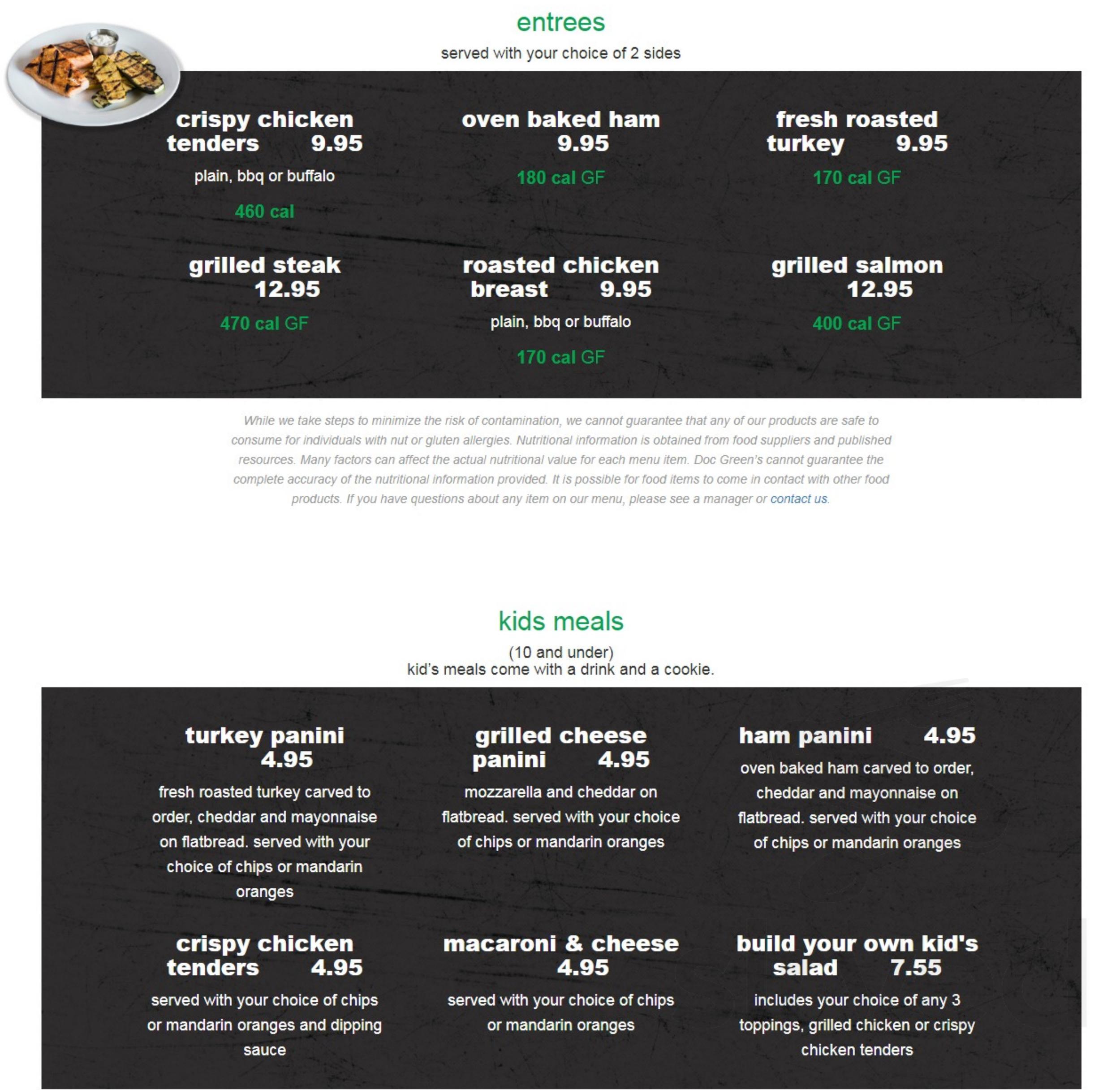 Doc Greens menu in Wichita, Kansas, USA