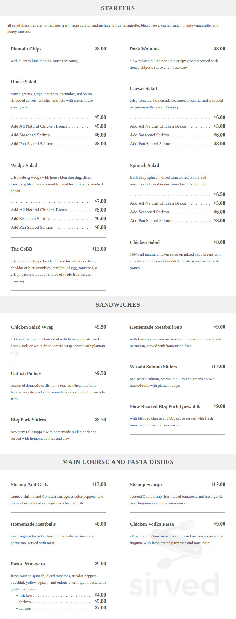 Lugo's menu in Dickson, Tennessee, USA