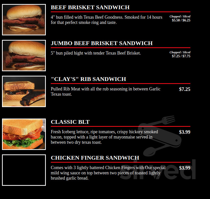 Big D's BBQ menu in Dawsonville, Georgia, USA