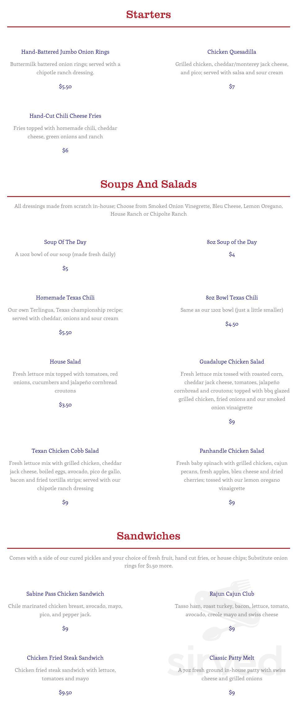 Menu - Haslet TX's Texan Diner | Sirved