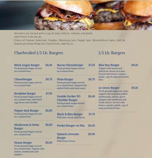 Blue Bay Restaurant menu in Mukwonago, Wisconsin, USA