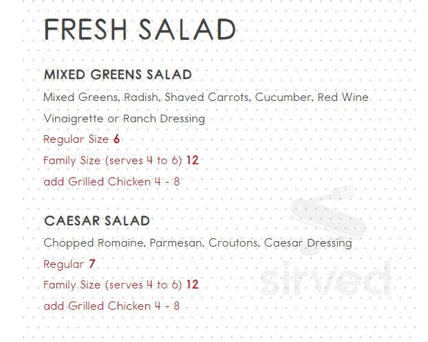 Old Dominion Pizza Company menu in Arlington, Virginia, USA