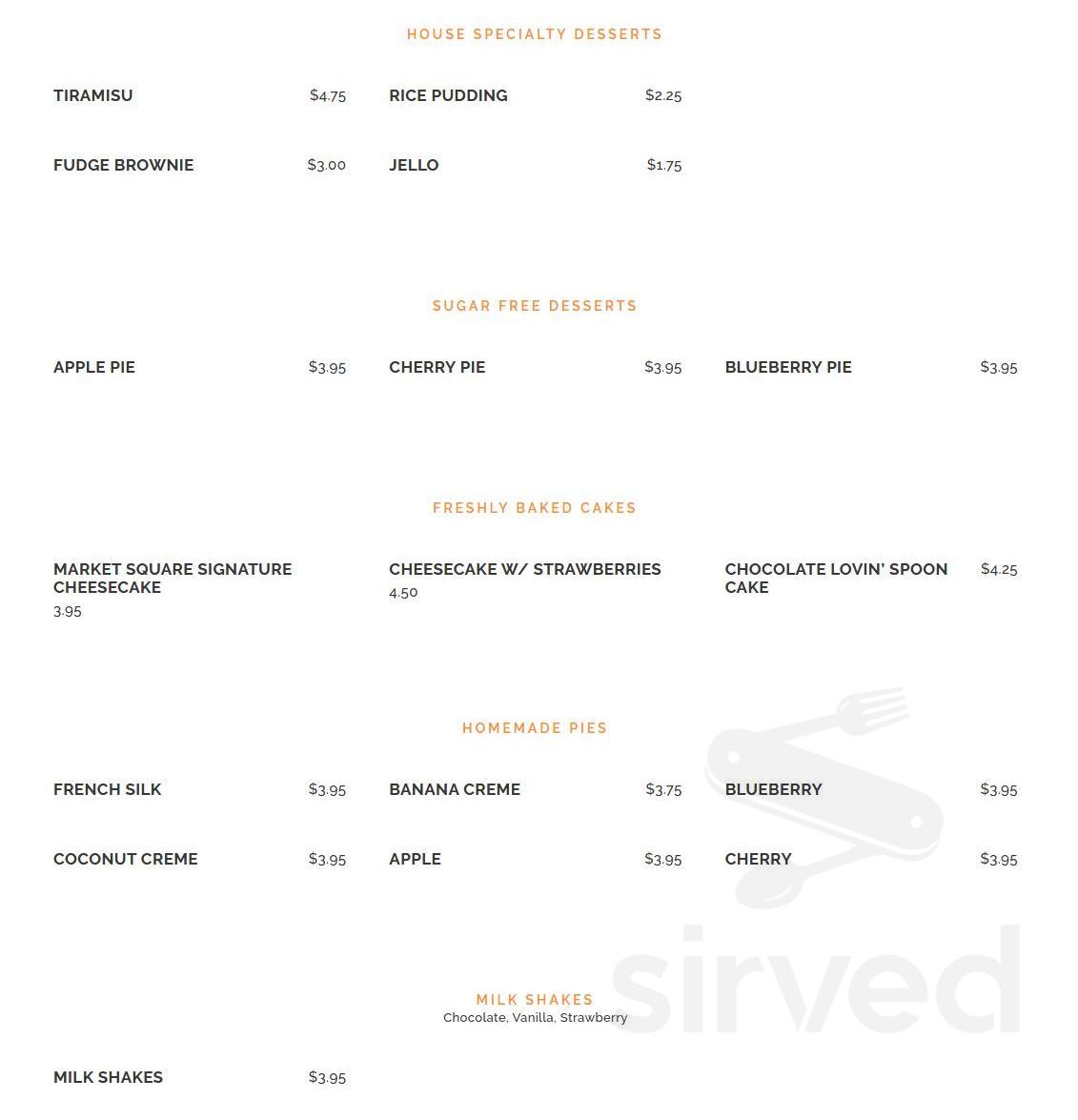 Market Square Restaurant menu in Wheeling, Illinois, USA