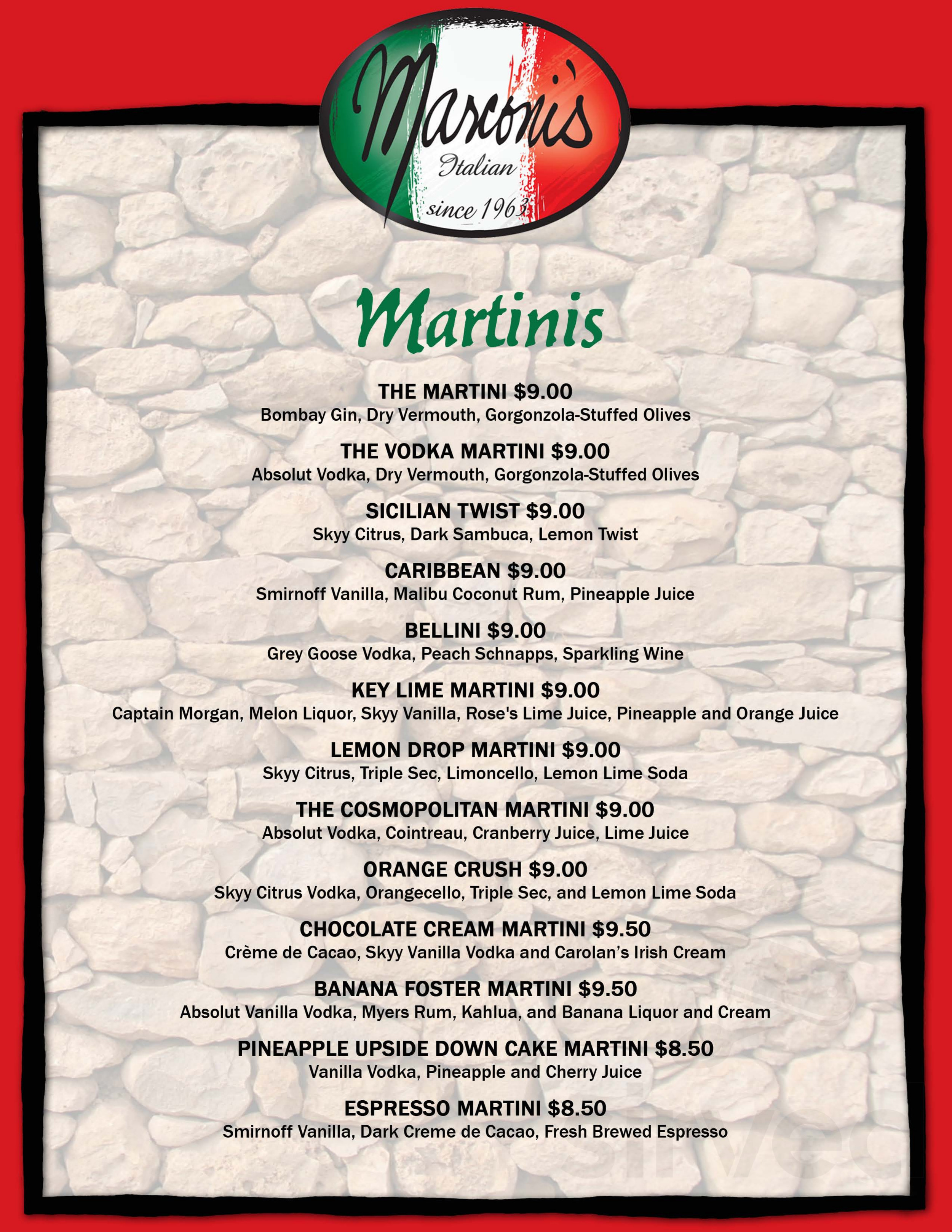 Marconi's Italian Restaurant menu in Huron, Ohio, USA