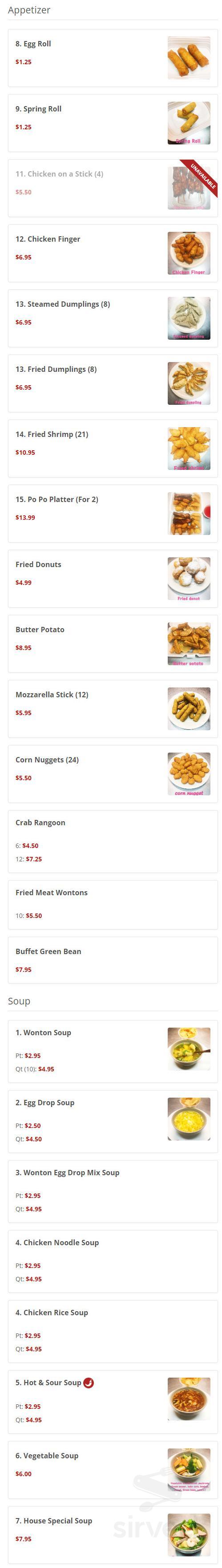 Menu - Scottsville KY's China King | Sirved