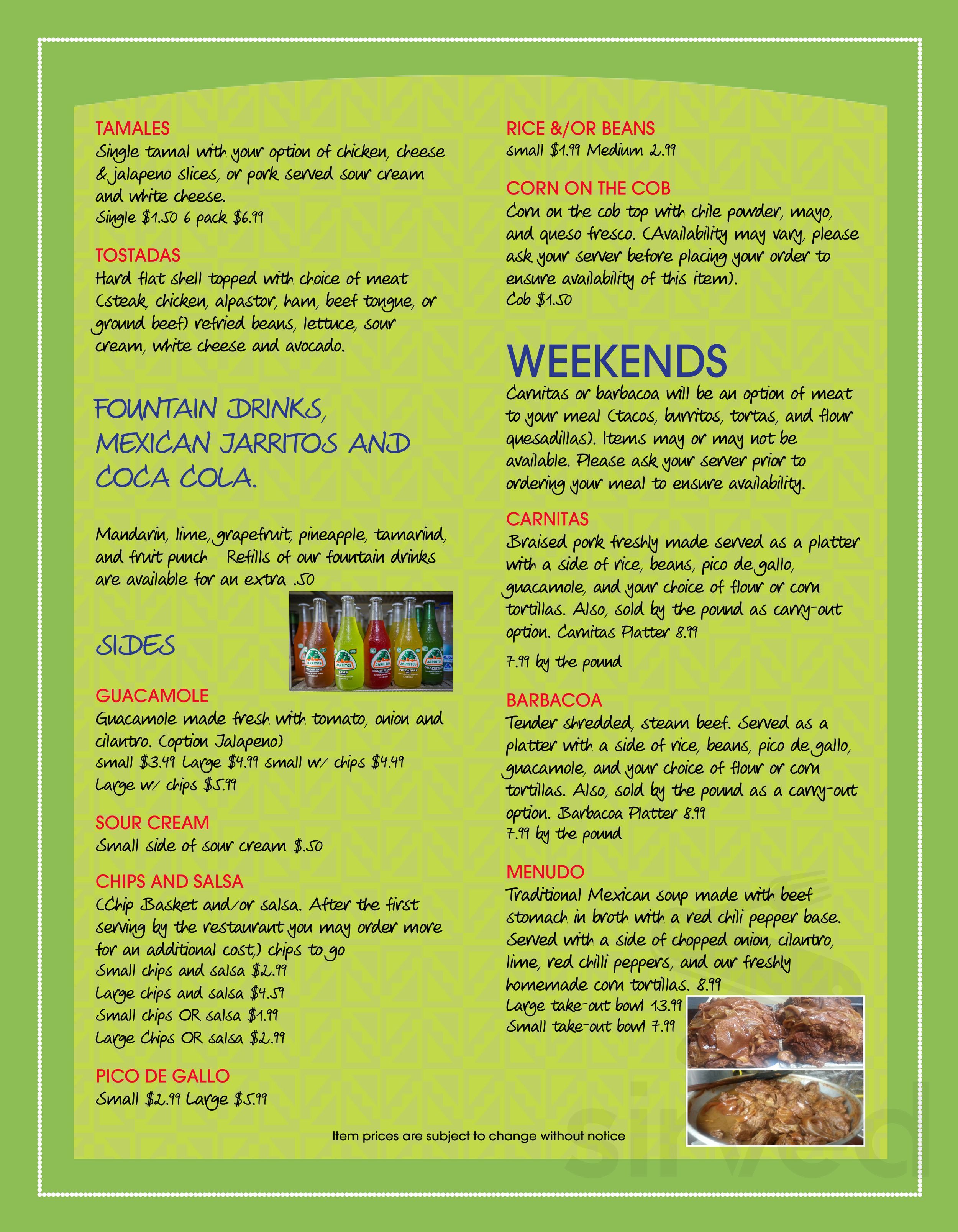 Taqueria Don Chepe menu in Niles, Michigan, USA