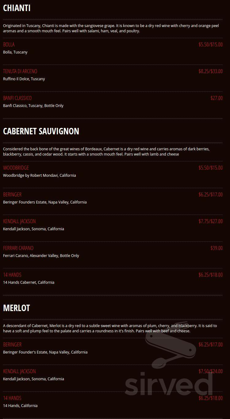 Galo's Italian Grill menu in Richmond, Indiana, USA