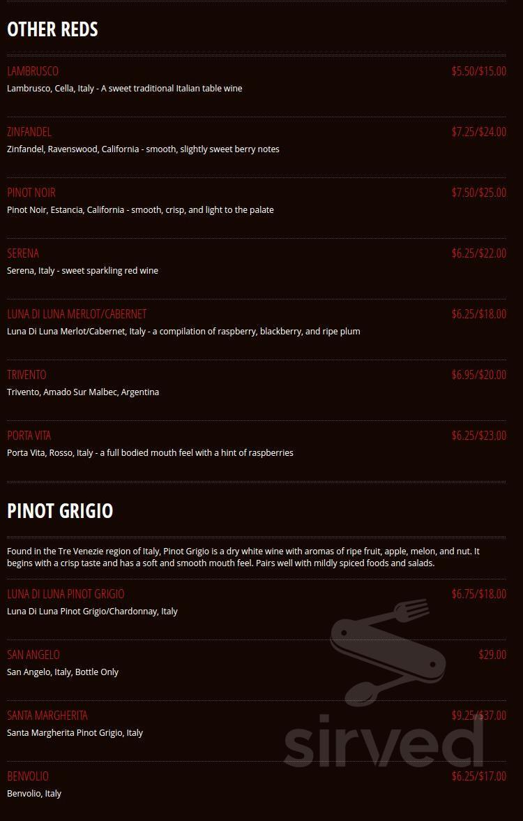 Galo's Italian Grill menu in Richmond, Indiana, USA