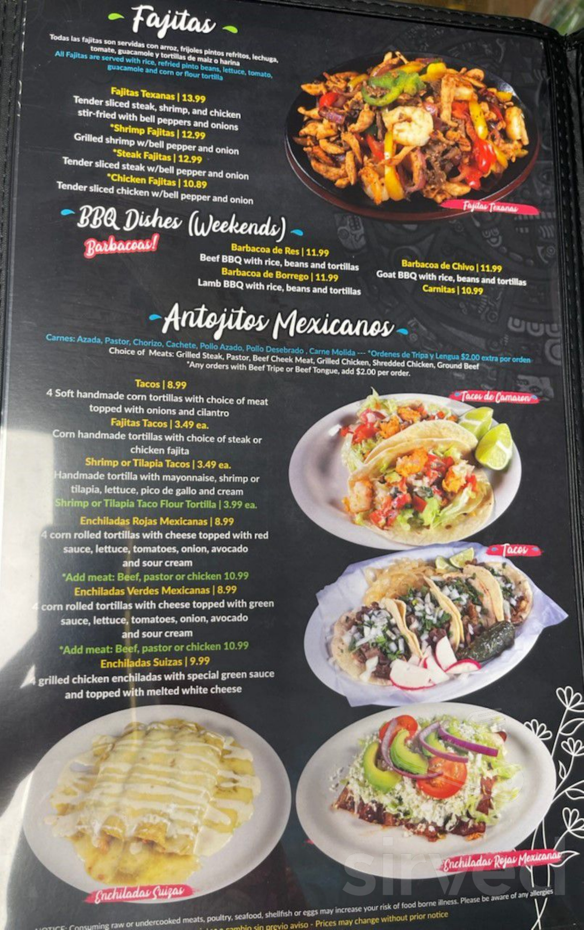 The Mango Peel menu in Elkin, North Carolina, USA