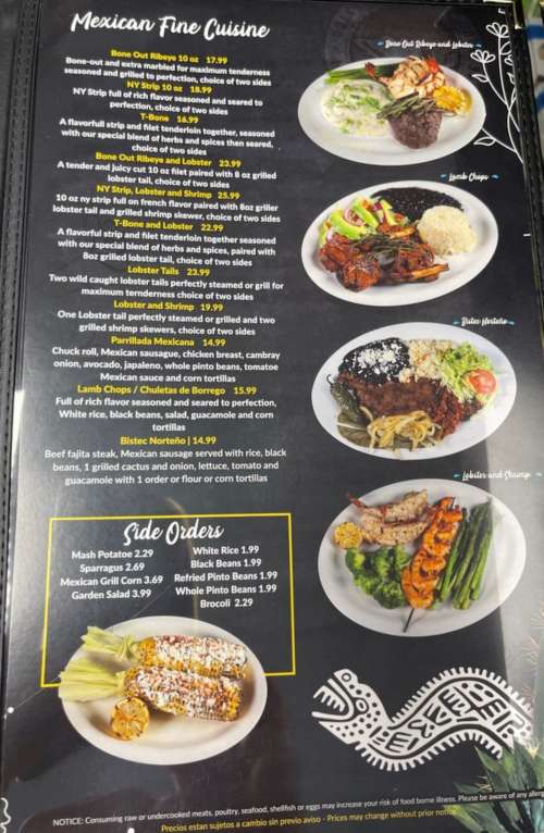 The Mango Peel menu in Elkin, North Carolina, USA