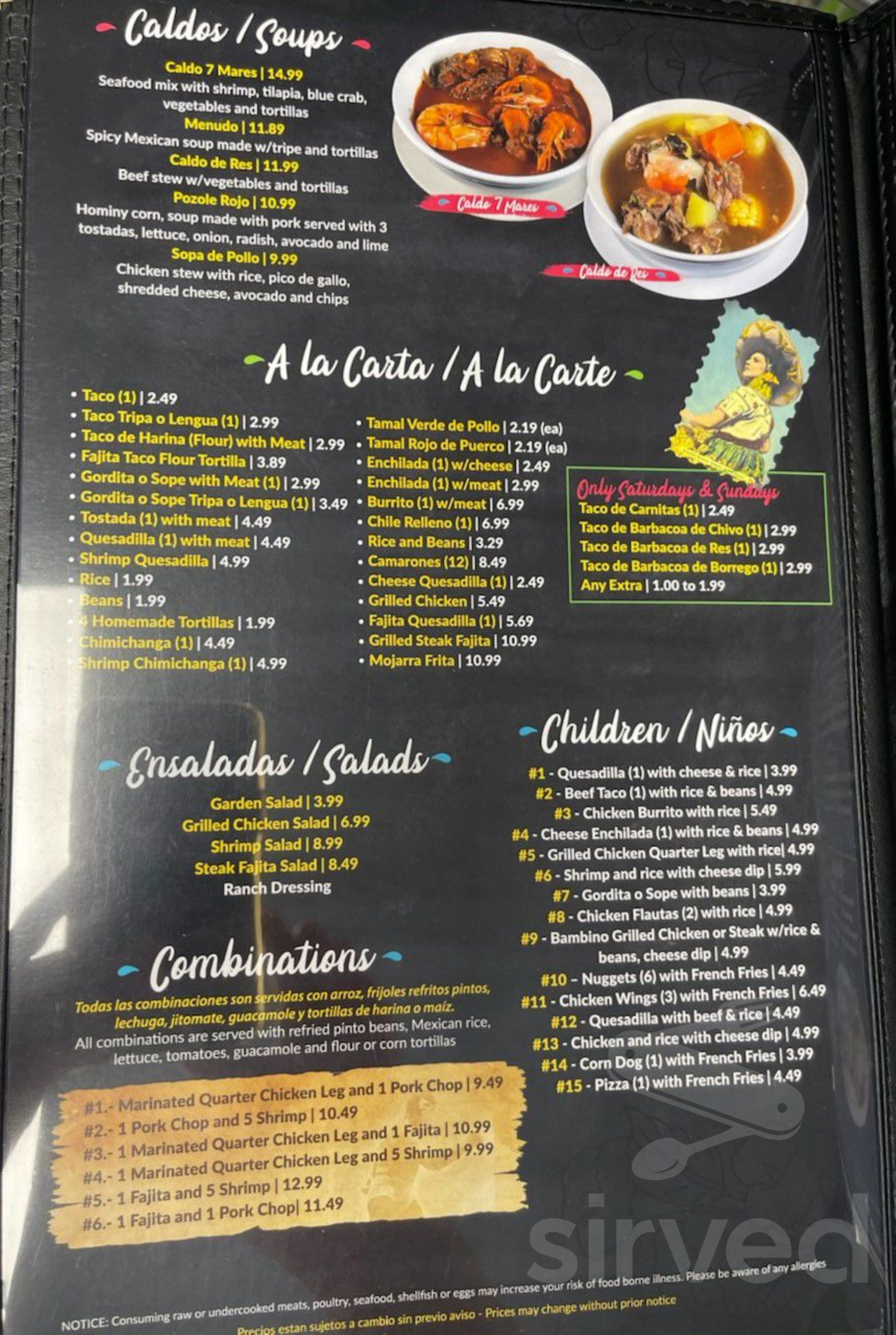 The Mango Peel menu in Elkin, North Carolina, USA