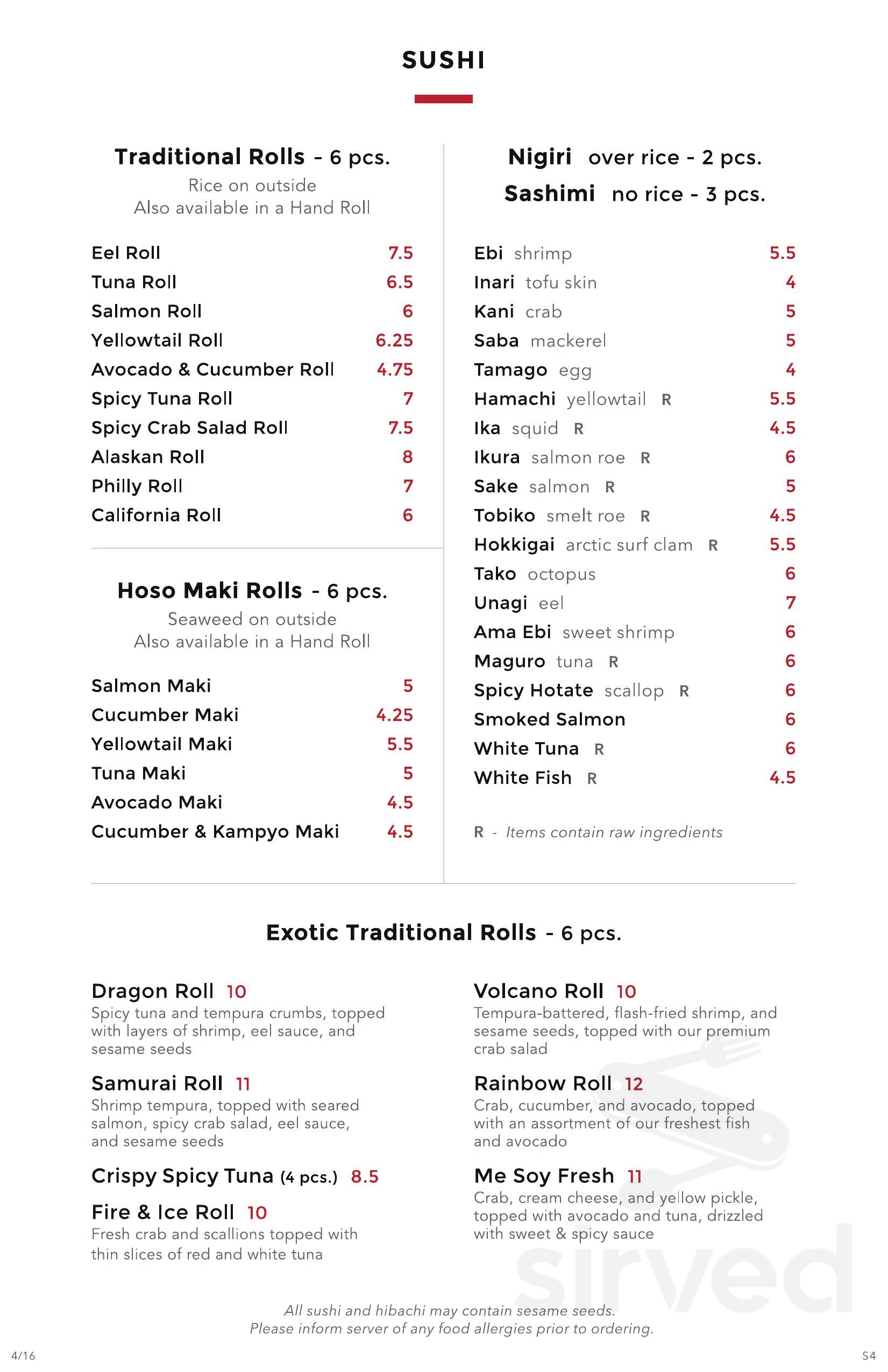 Menu - Strongsville OH's Shinto Japanese Steakhouse & Sushi Bar | Sirved