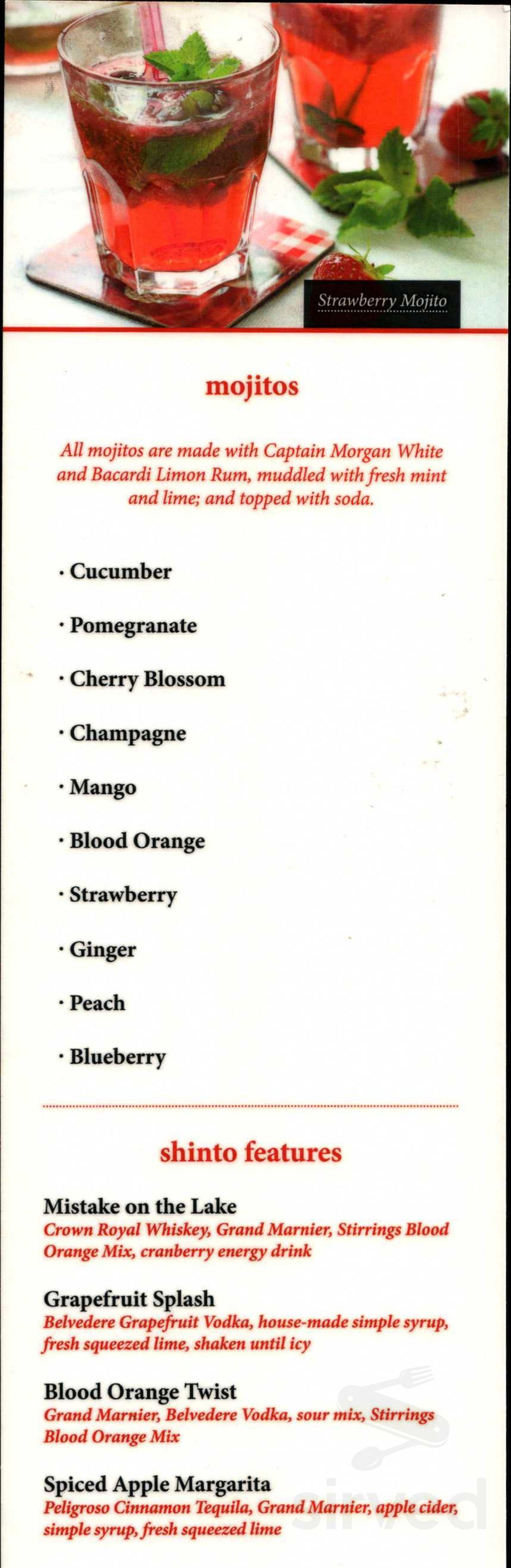 Shinto Japanese Steakhouse & Sushi Bar menu in Strongsville, Ohio, USA