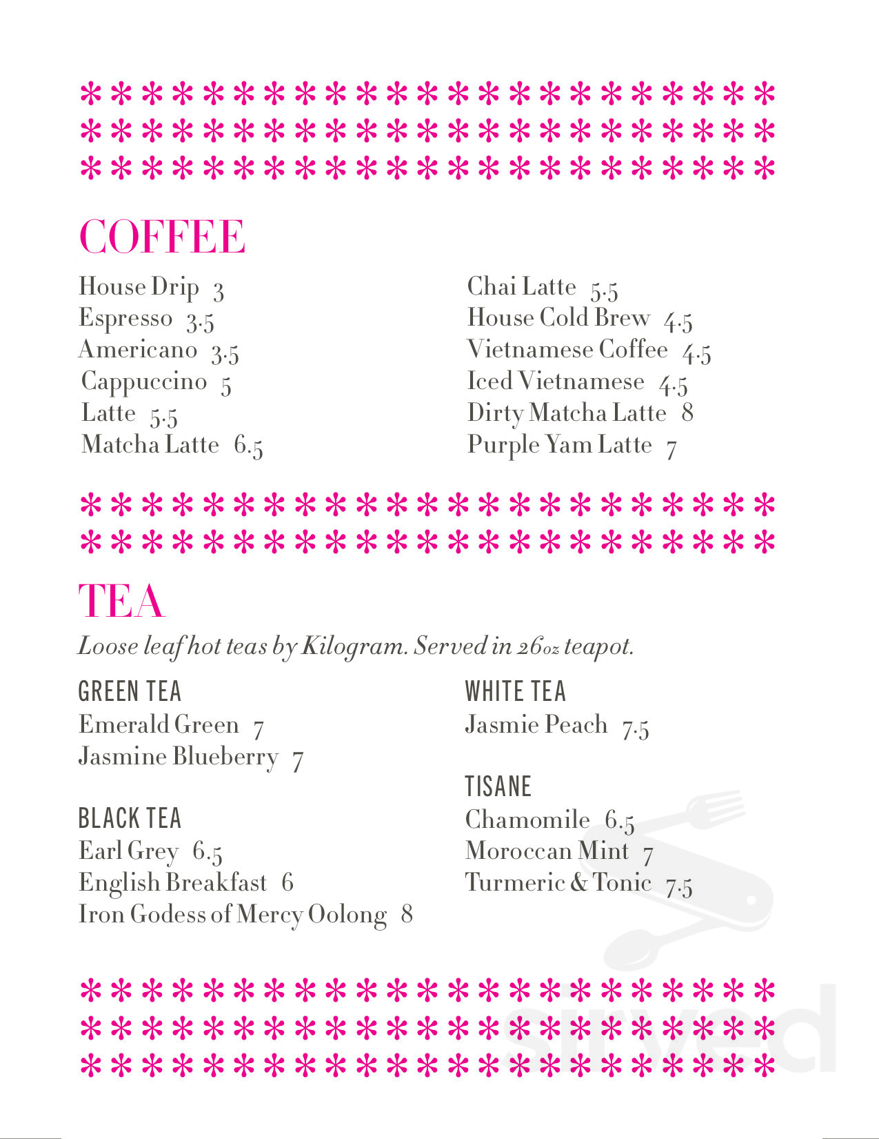 Elizabeth Street Cafe New Orleans menu in New Orleans, Louisiana, USA