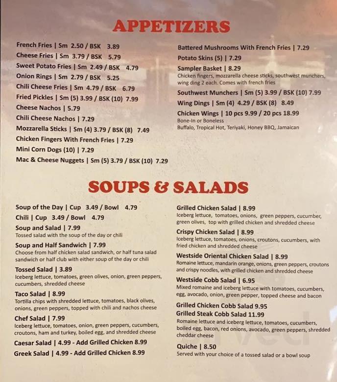 Menu for Westside Deli in Lynchburg, VA | Sirved