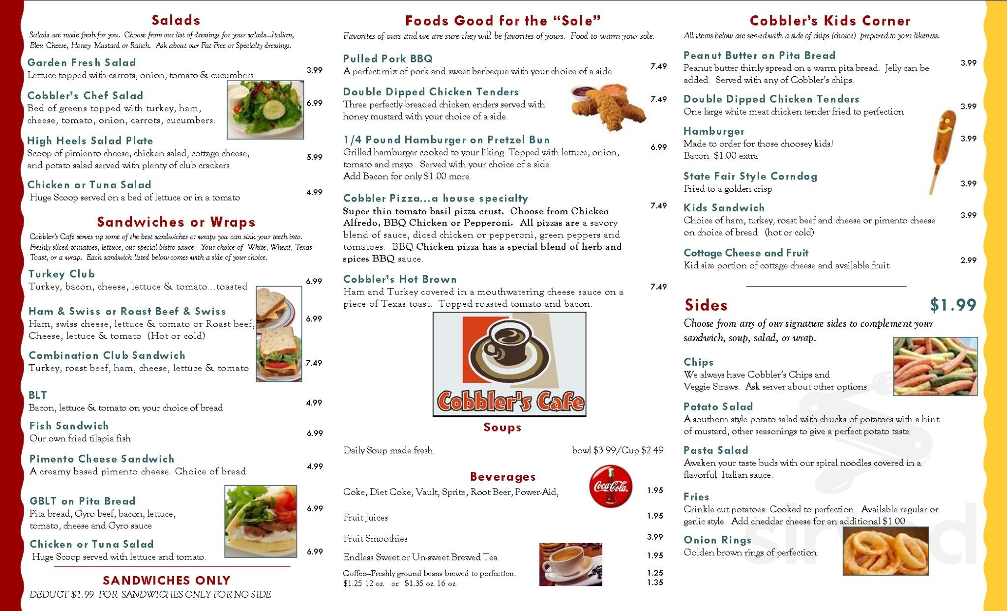 Menu for Cobbler's Cafe in Elizabethtown, KY | Sirved