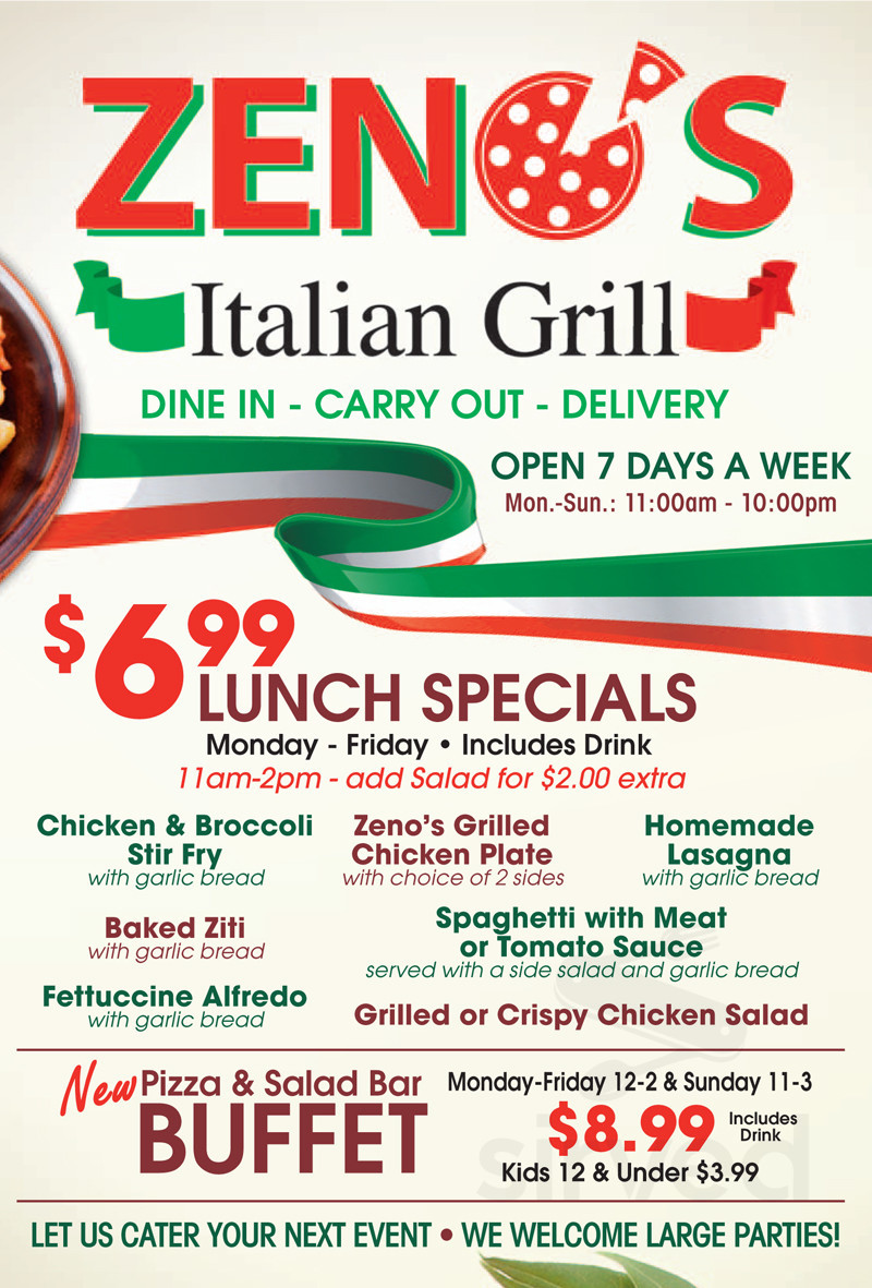 Menu for Zeno's Italian Grill in Pembroke, NC | Sirved