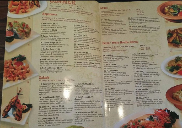 Menu for Benjarong Thai Restaurant in Monroe, WA | Sirved