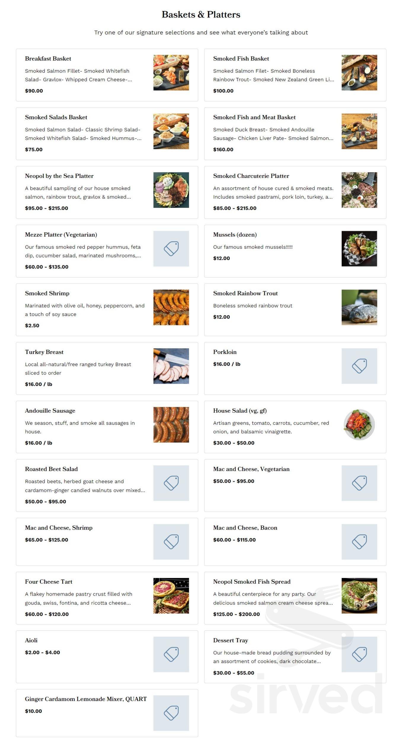 Neopol Savory Smokery menu in Baltimore, Maryland, USA