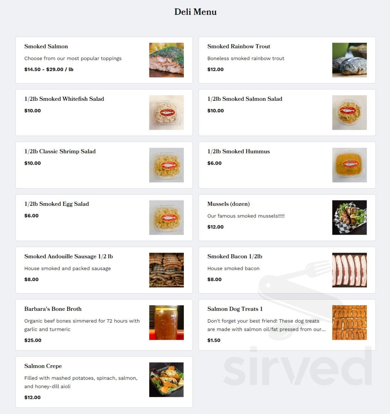 Neopol Savory Smokery menu in Baltimore, Maryland, USA