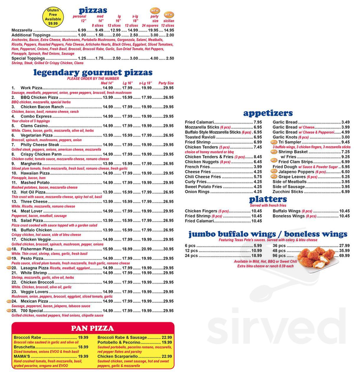 700 DEGREES PIZZERIA menu in Orange, Connecticut, USA