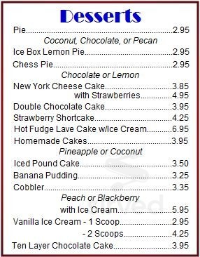 Bullock's Bar-B-Cue menu in Durham, North Carolina, USA