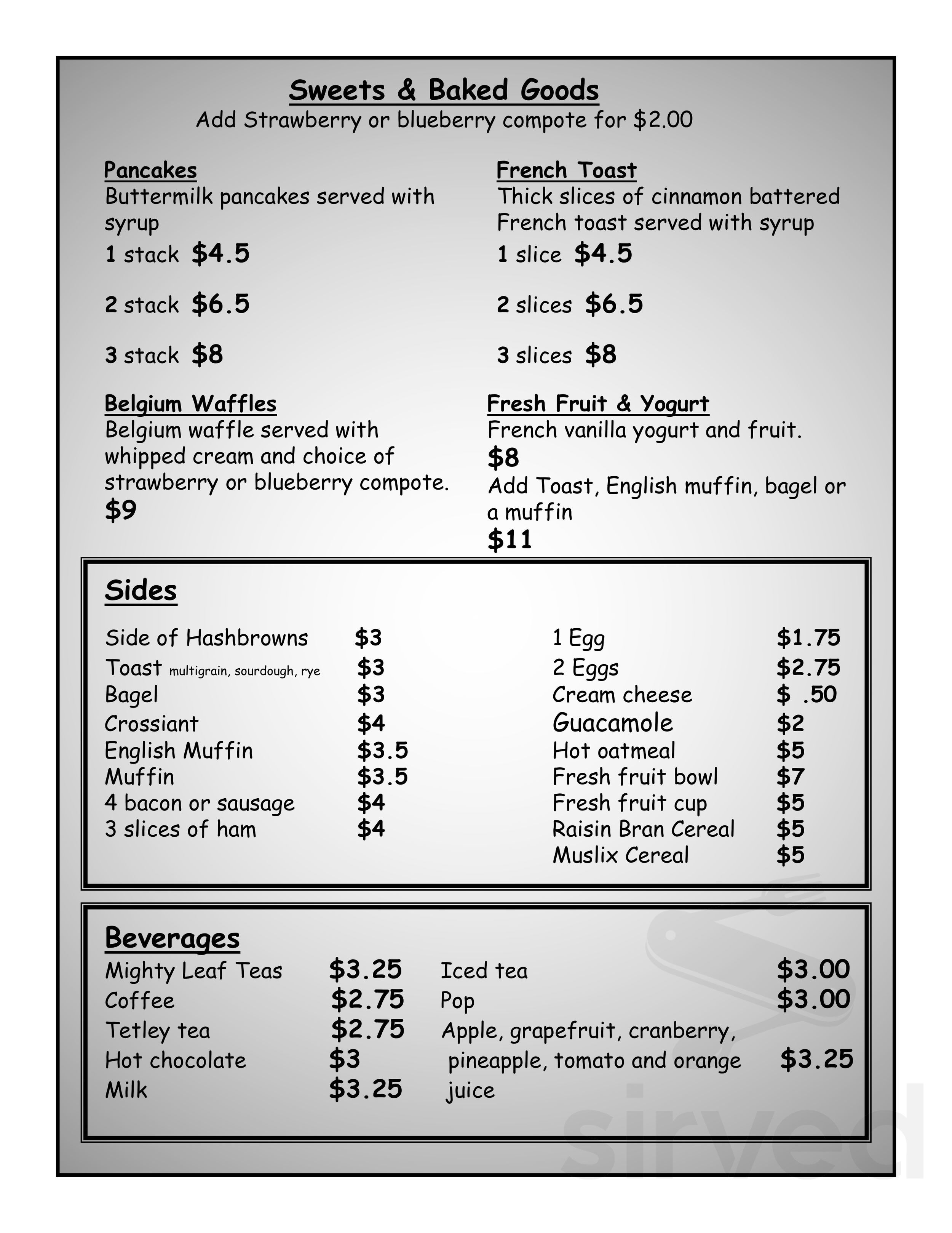 James Bay Inn Restaurant menu in Victoria, British Columbia, Canada