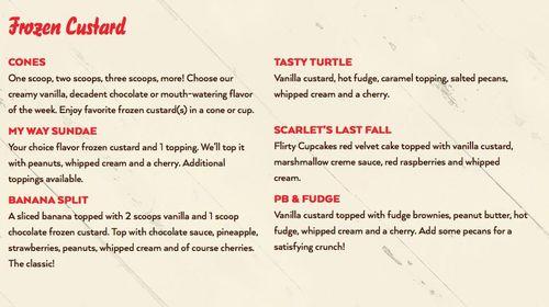 Lickity Split Frozen Custard & Sweets menu in Chicago, Illinois, USA