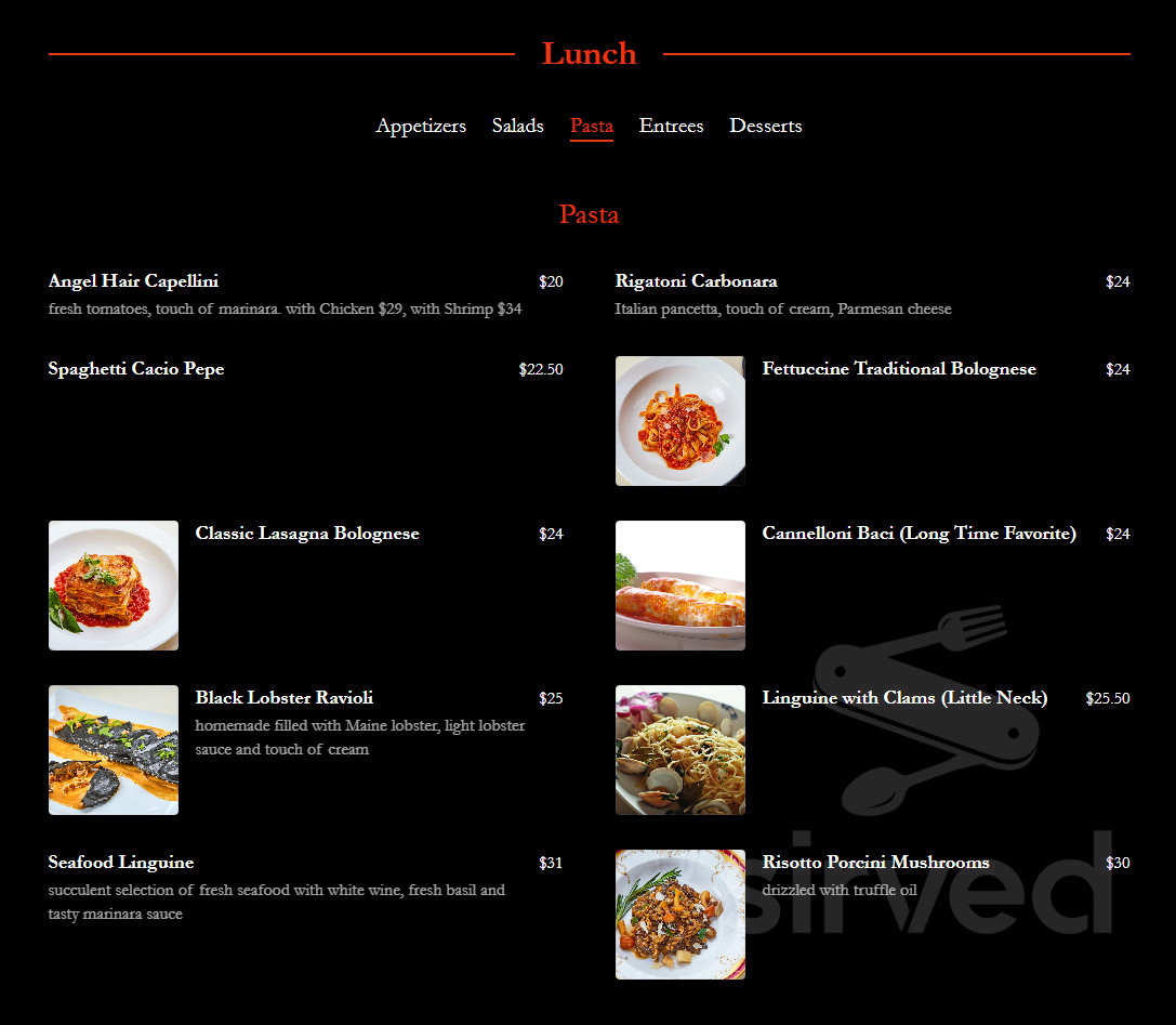 Caffe Abbracci menu in Coral Gables, Florida, USA