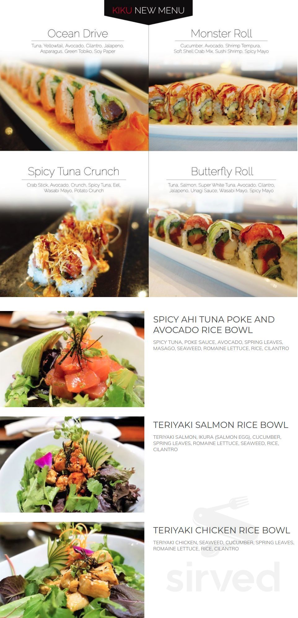 Menu - Naperville IL's Kiku Japanese Steak House & Sushi Lounge | Sirved