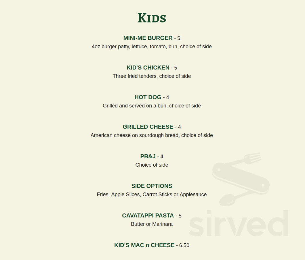 Menu for The Barley House Restaurant & Tavern in Concord, NH | Sirved
