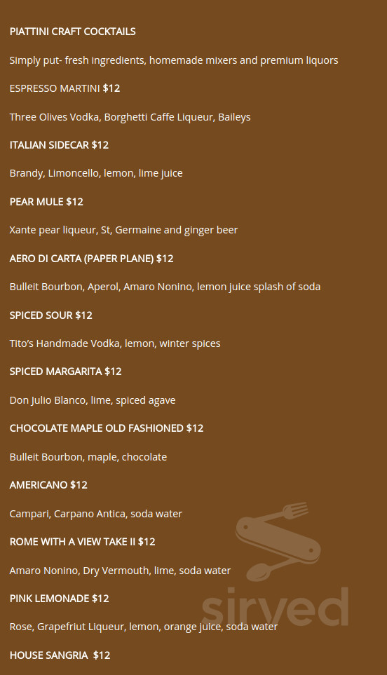 Piattini menus in Boston, Massachusetts, United States