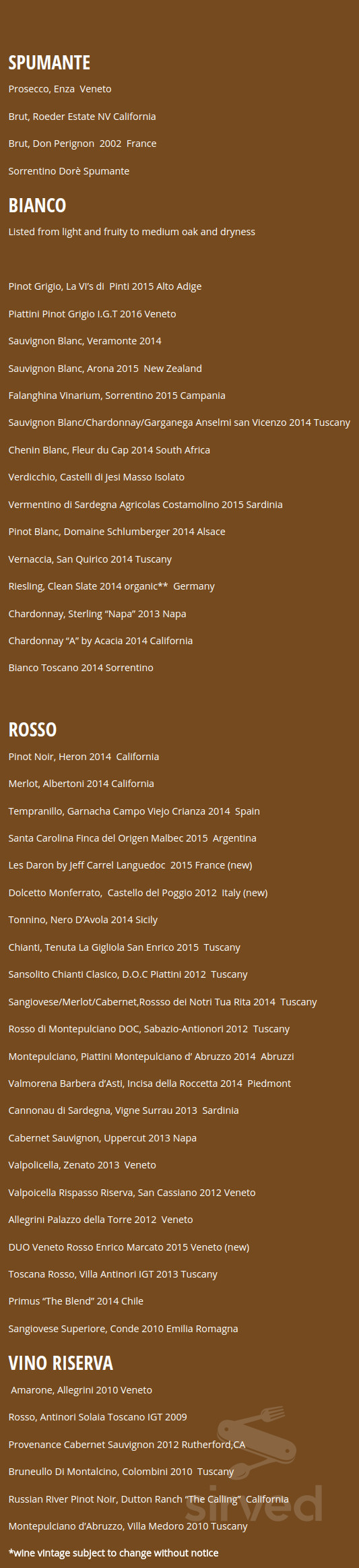 Piattini menus in Boston, Massachusetts, United States