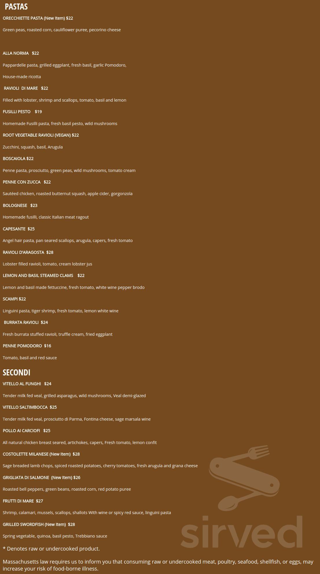 Piattini menus in Boston, Massachusetts, United States
