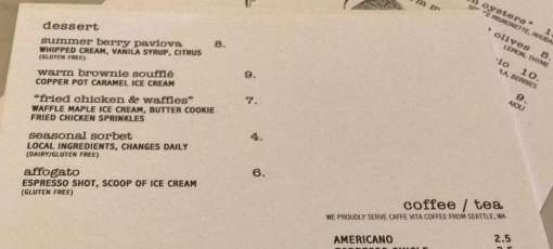 Menu for Crafted in Yakima, WA | Sirved