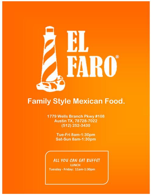 El Faro Mexican Food menu in Austin, Texas, USA