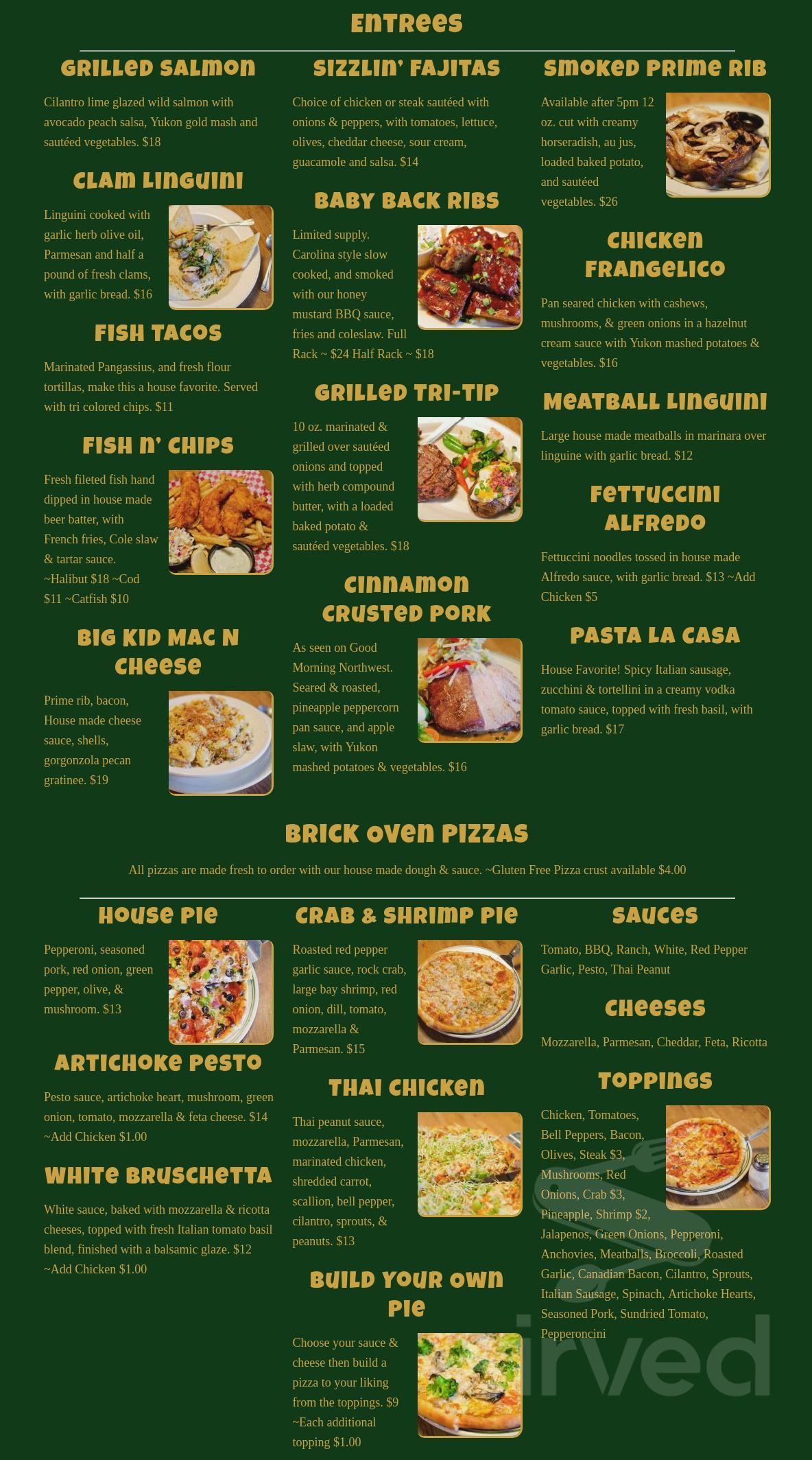 Menu for Cricket's Restaurant and Oyster Bar in Coeur d'Alene, Idaho ...