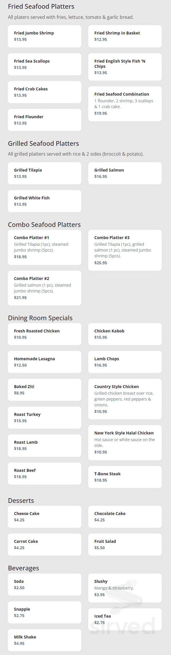 Prince Pizza menu in Philadelphia, Pennsylvania, USA