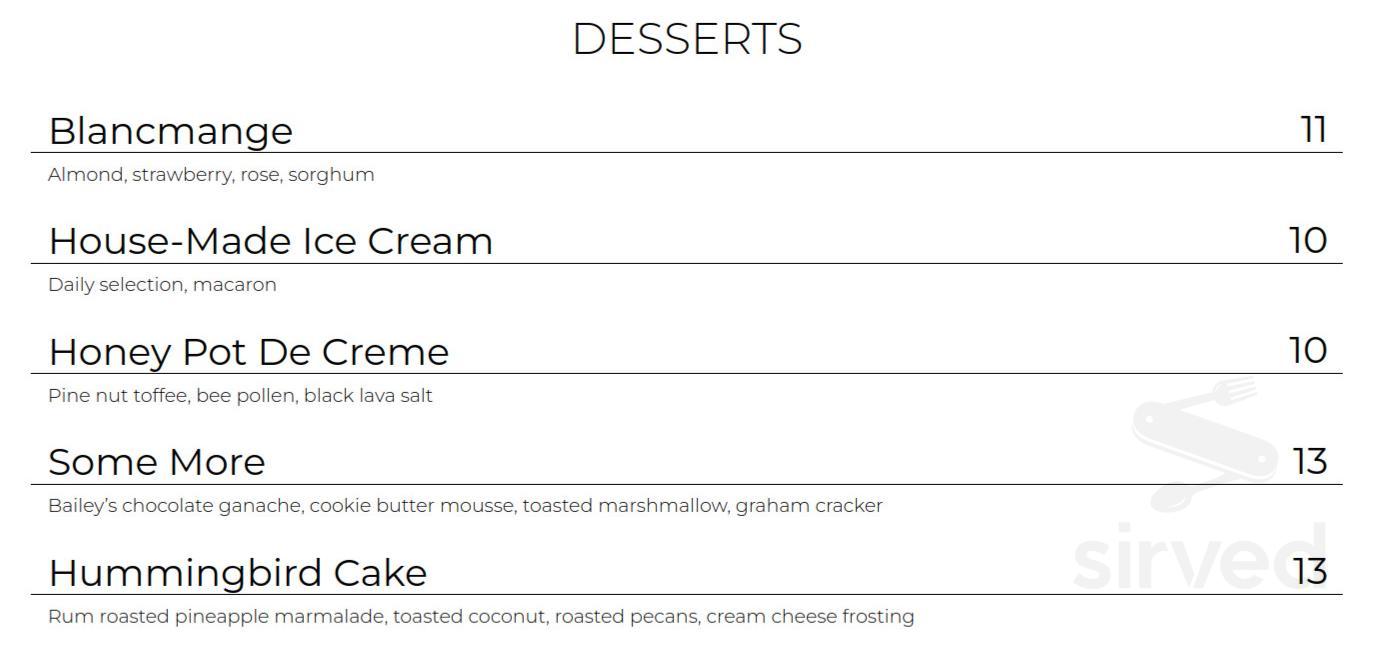 Tempest Charleston menu in Charleston, South Carolina, USA