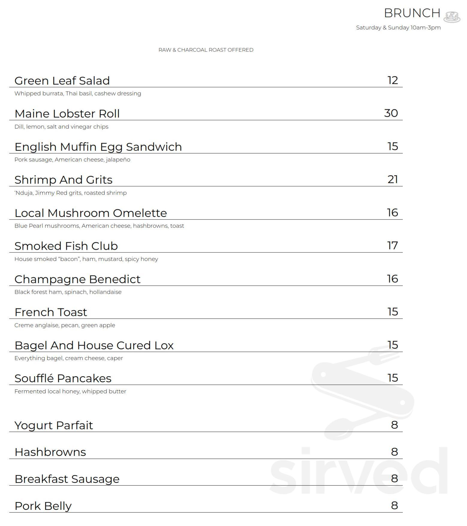 Tempest Charleston menu in Charleston, South Carolina, USA