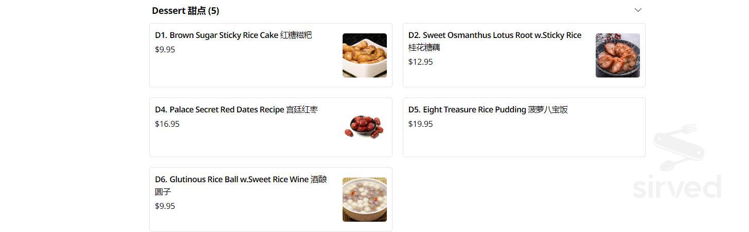 Chef Jiang menu in Farmington, Connecticut, USA