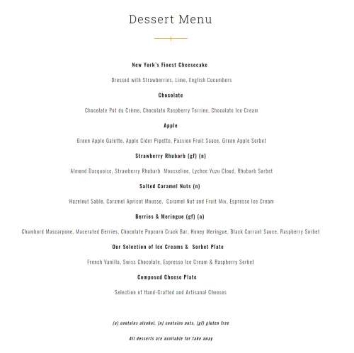 The View Restaurant & Lounge menu in New York, New York, USA