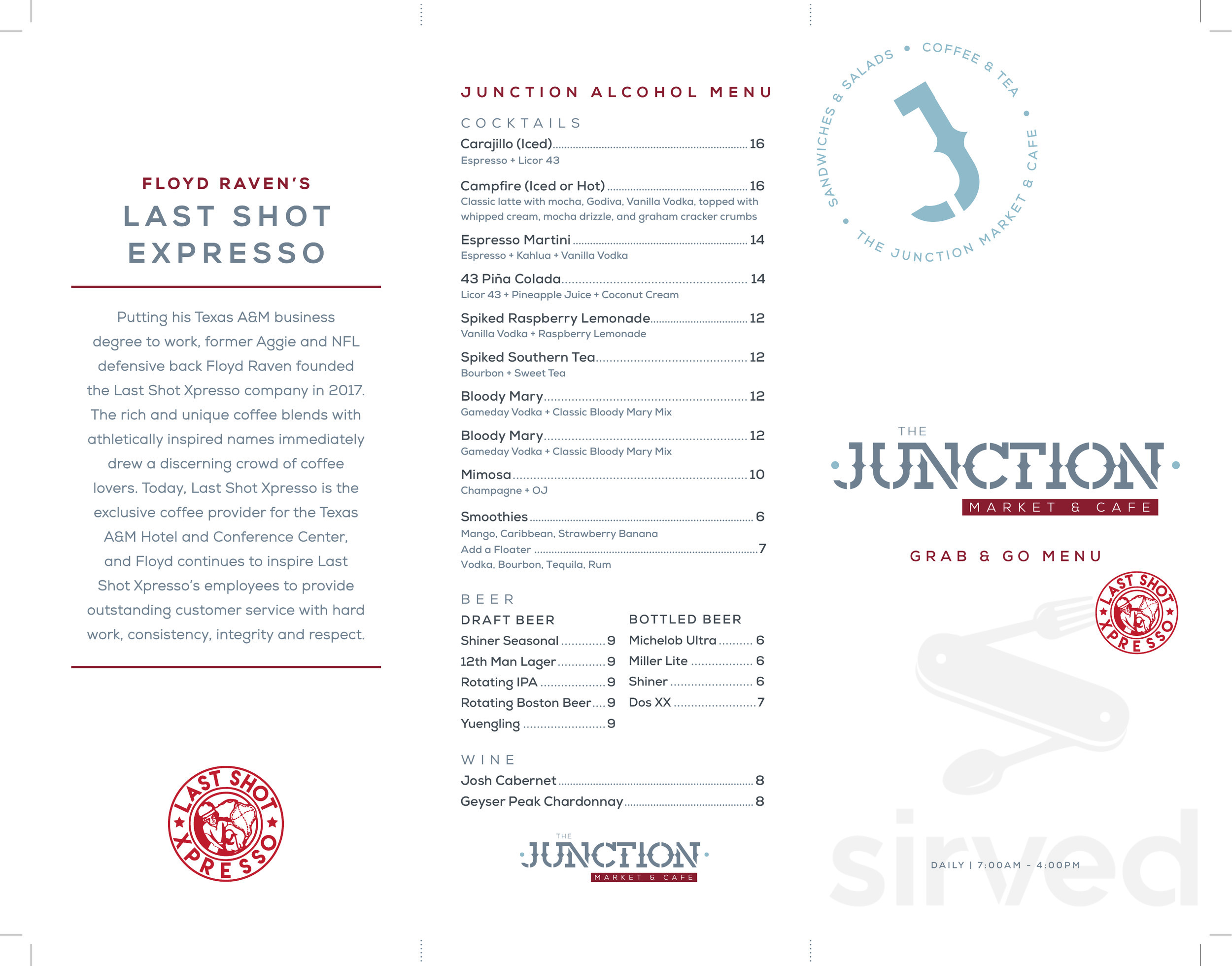 The Junction Market & Cafe menu in College Station, Texas, USA