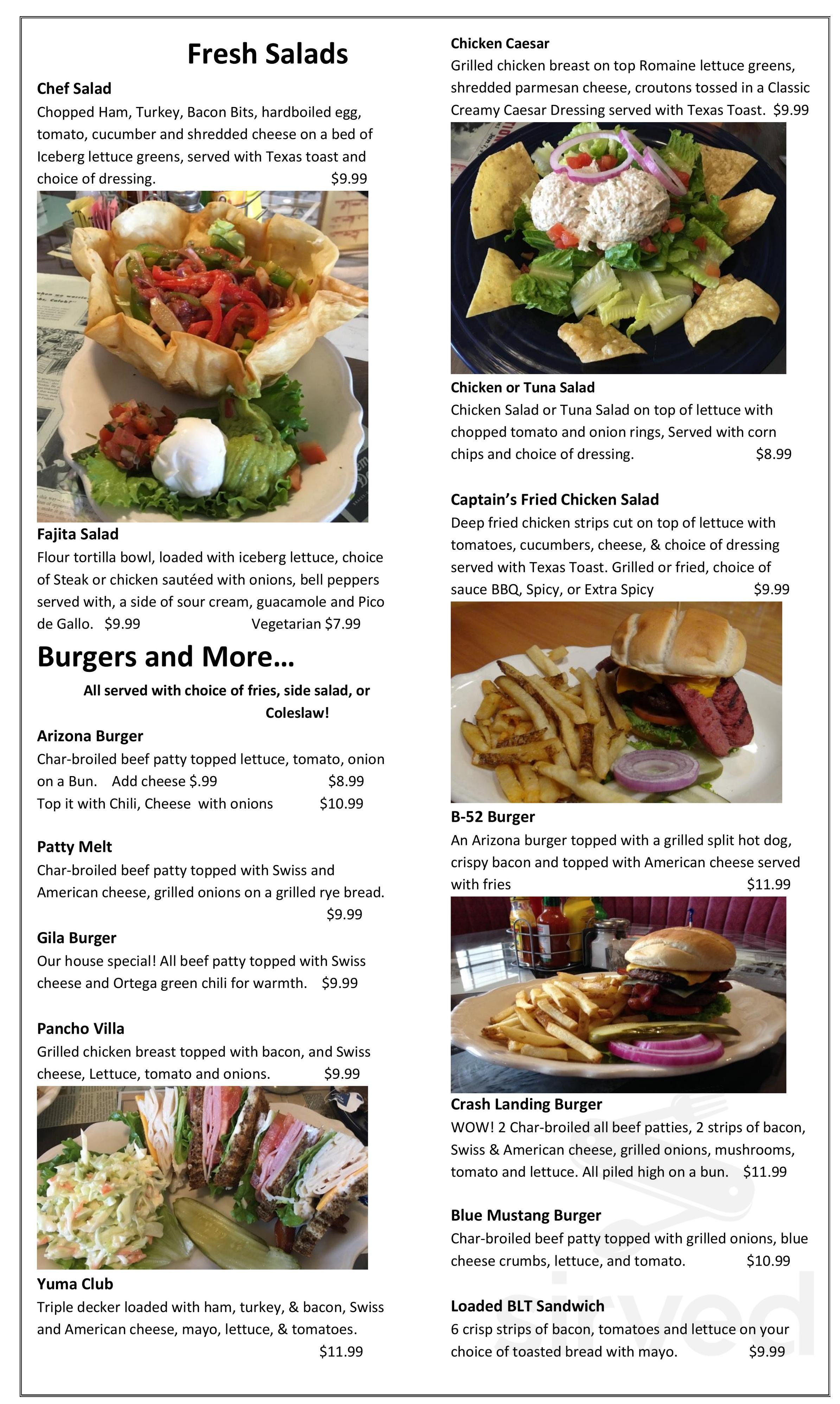 Yuma Landing Bar & Grill menu in Yuma, Arizona, USA