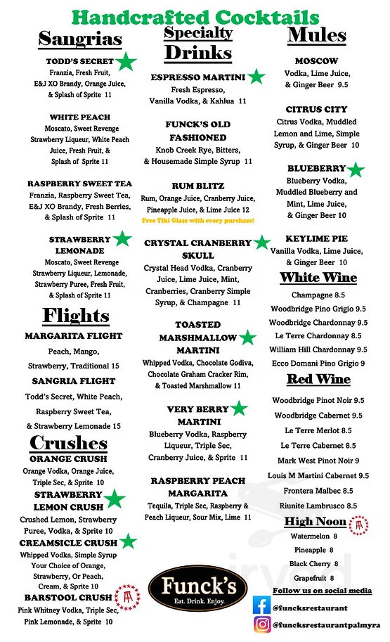 Menu for Funck's Restaurant in Palmyra, PA | Sirved