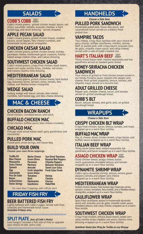 D.C. Cobb's East Dundee menu in East Dundee, Illinois, USA