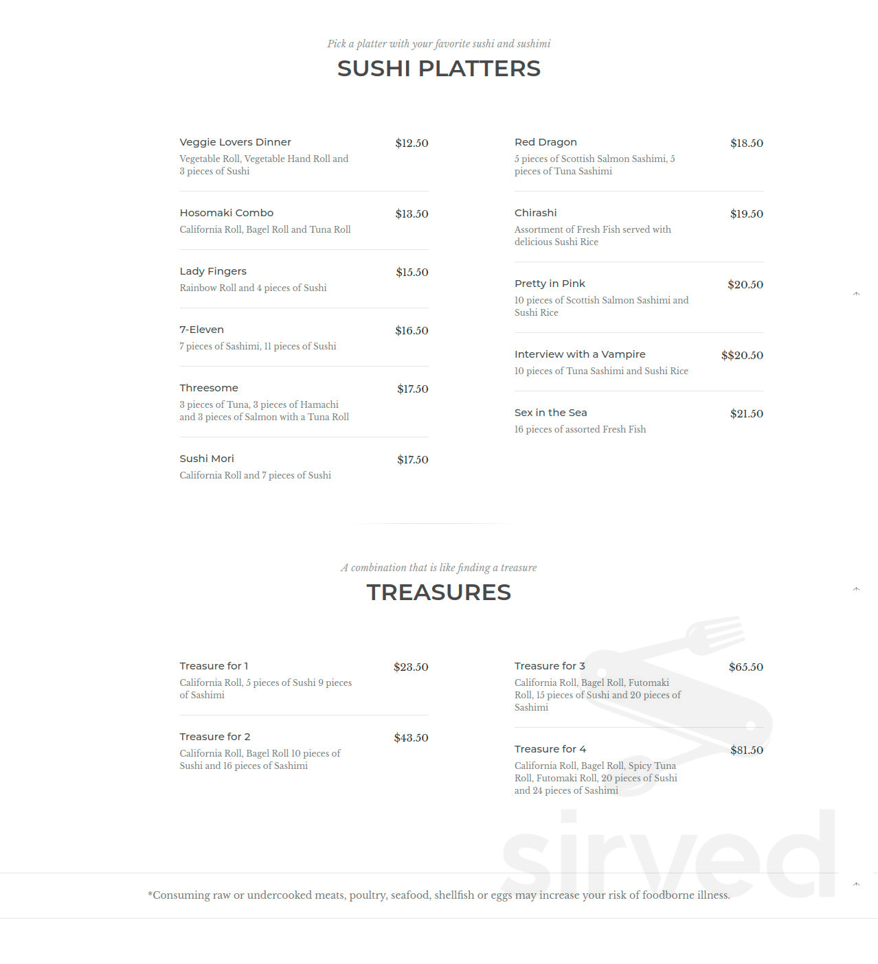 Andaman Asian Cuisine menu in St. Augustine, Florida, USA