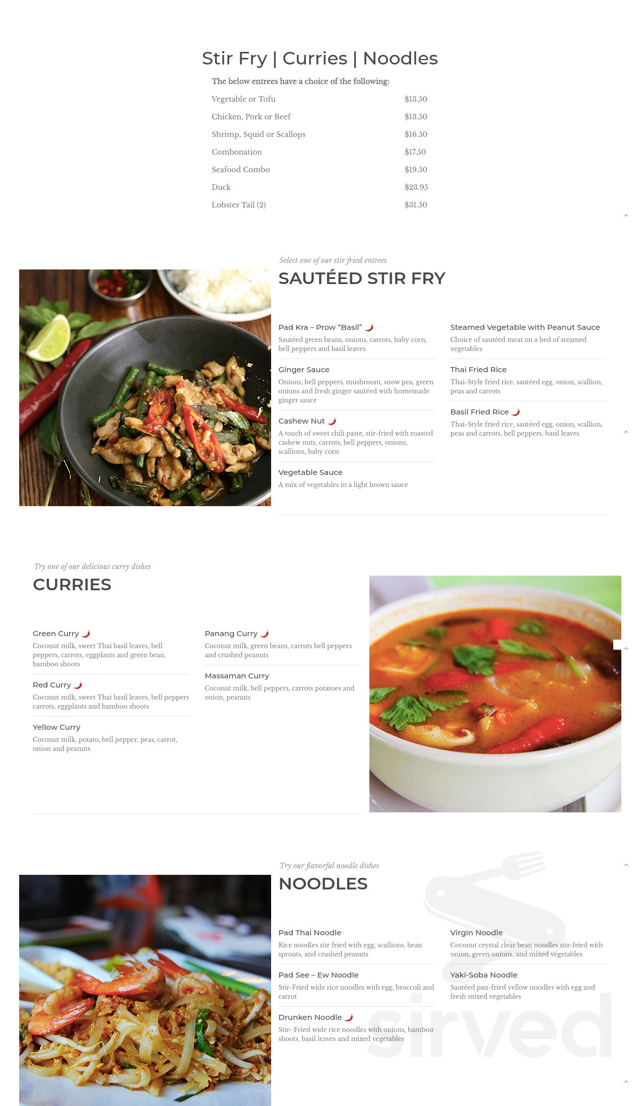 Andaman Asian Cuisine menu in St. Augustine, Florida, USA