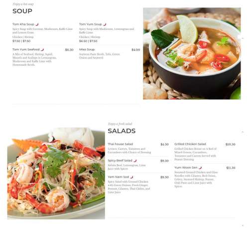 Andaman Asian Cuisine menu in St. Augustine, Florida, USA